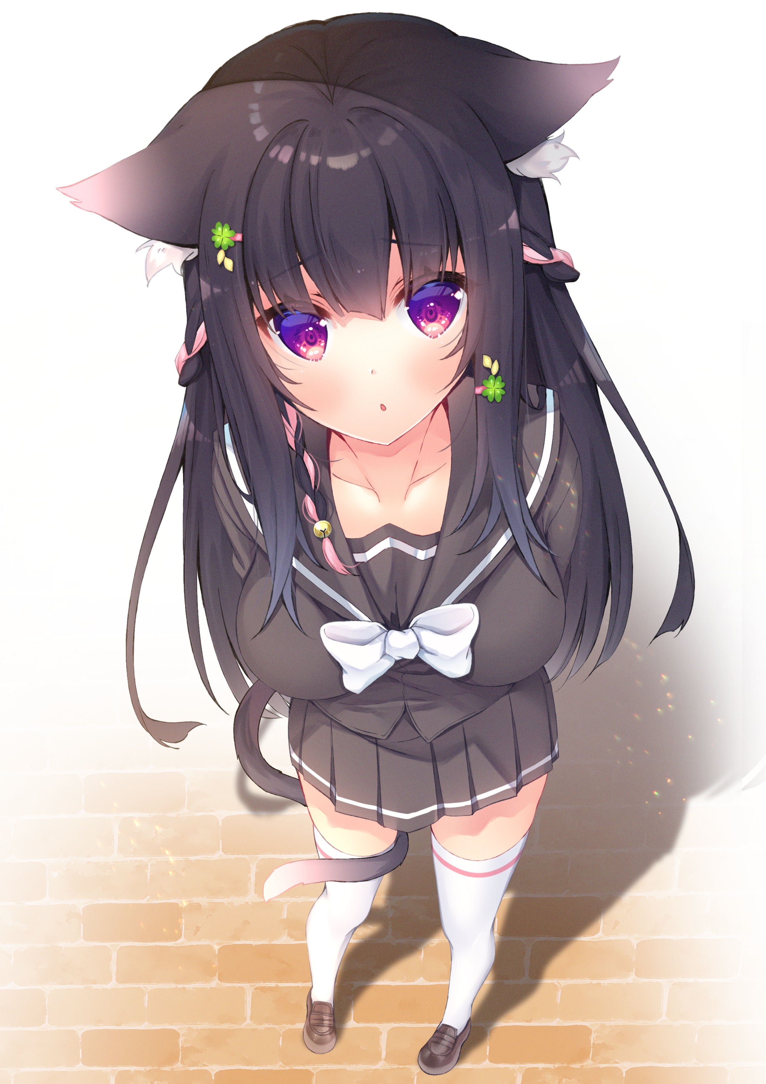 ko yu animal ears detexted nekomimi seifuku tail thighhighs | #998111 | yande.re